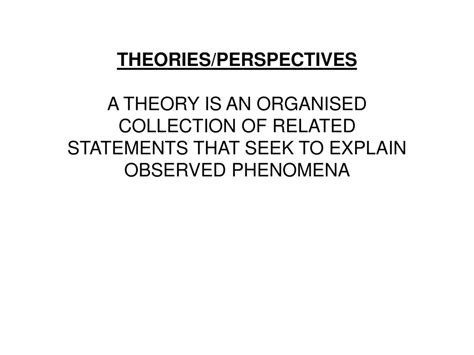Objectives You Should Be Able To Define A Theory Perspective Ppt