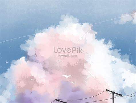 구름 하늘이 산뜻하게 그림을 그린다 일러스트 무료 다운로드 Lovepik