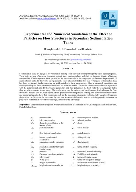 Pdf Experimental And Numerical Simulation Of The Effect Of Particles