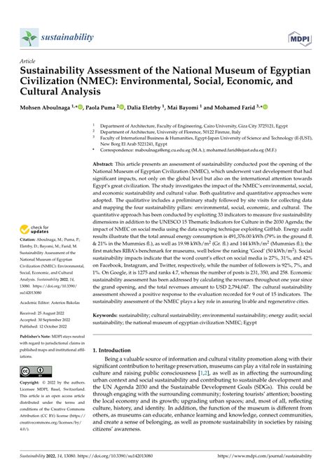 PDF Sustainability Assessment Of The National Museum Of Egyptian