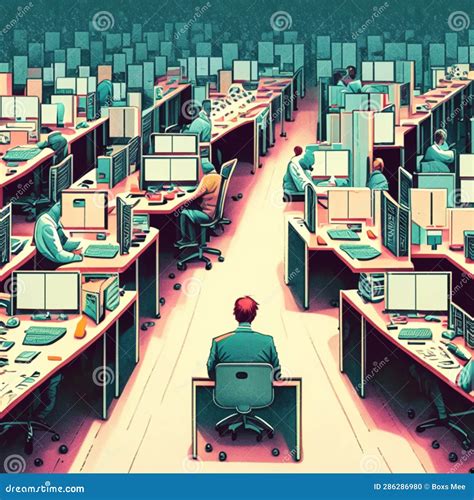 Highly Rendering Of People Working In A Computer Room 3d Illustration Generative Ai Stock