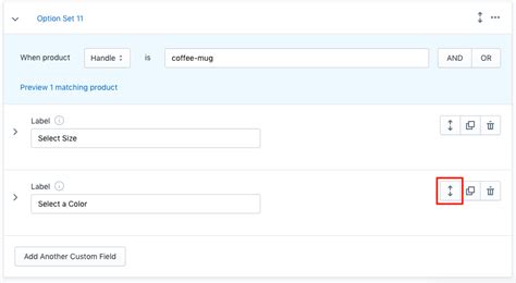Reorder Option Sets Options ShopPad Knowledge Base