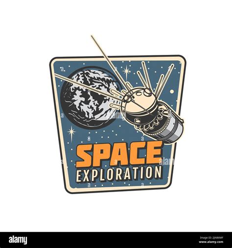 Space Exploration Icon Planets And Stars Exploration Vintage Emblem