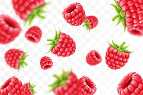 Premium Vector Raspberry Background Flying Raspberry With Green Leaf