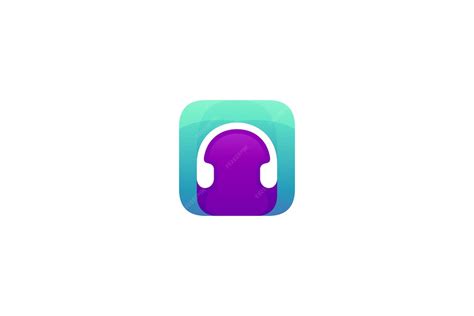 Premium Vector Headset Logo In Box Design With Purple And Green Color