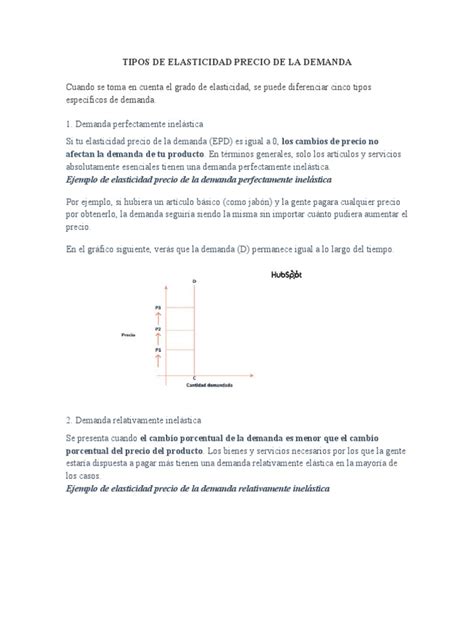 Tipos De Elasticidad Precio De La Demanda Pdf Excedente Económico