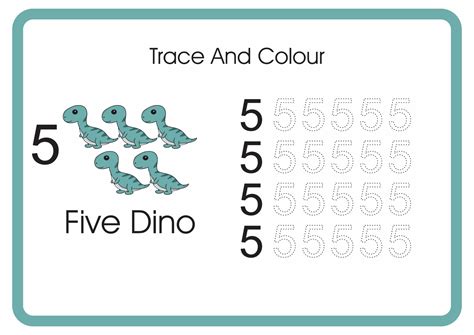 Compter Trace Et Couleur Dino Numéro 5 3052828 Art Vectoriel Chez Vecteezy