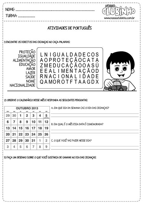 Atividades para a semana do Dia das Crianças Atividades Educativas