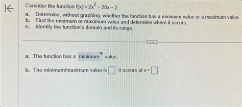 Solved Consider The Function Fx2x2−20x−2 A Determine