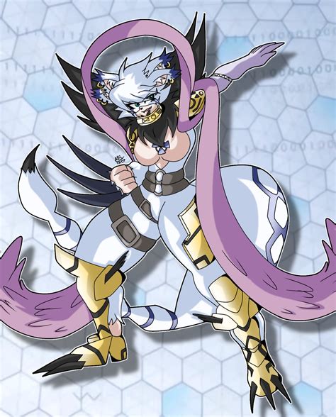 Angewomon Meicrackmon Meicrackmon Vicious Mode Digimon Original Highres 1girl Armor Belt
