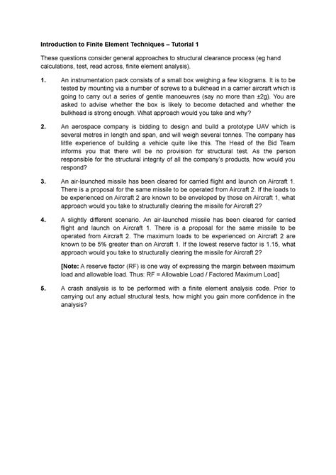 Finite Elements Tutorial 1 Introduction To Finite Element Techniques Tutorial 1 These