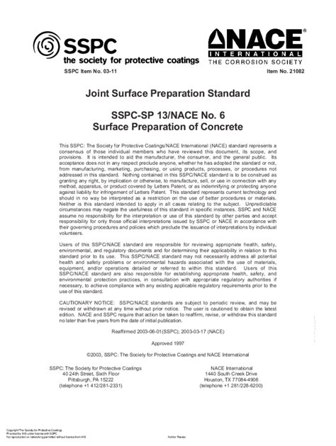 Fillable Online Joint Surface Preparation Standard Sspc Sp 13 Nace No 6 Fax Email Print