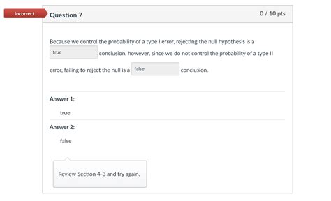 Solved Because We Control The Probability Of A Type I Error Chegg