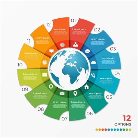 Premium Vector Circle Chart Infographic Template With Globe 12