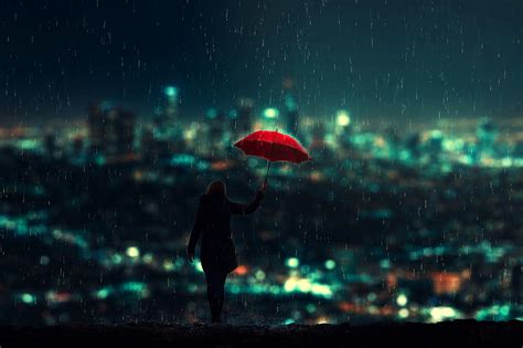 Papel De Parede Arte Digital Mulheres Guarda Chuva Cidade