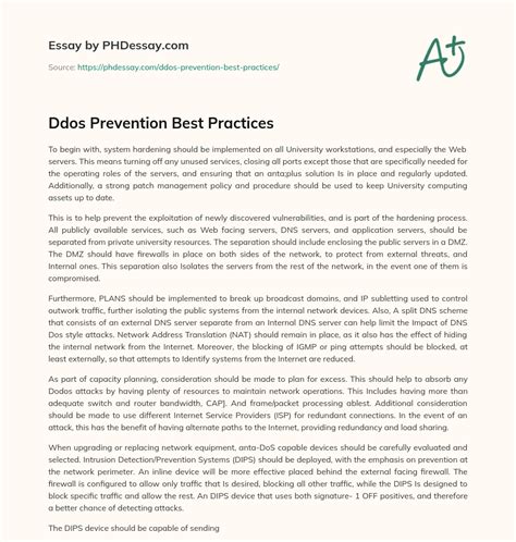 Ddos Prevention Best Practices