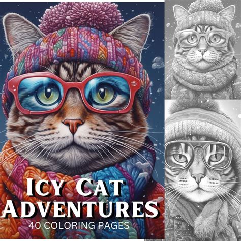 An Image Of A Cat Wearing Glasses And A Hat With The Caption Icy Cat