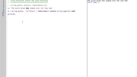 Using Functions In Lua Gsub Substitution Function Youtube