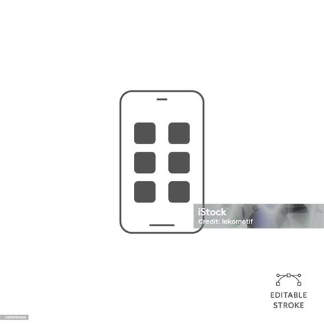 앱 아이콘이 있는 휴대폰 편집 가능한 스트로크가 있는 플랫 라인 아이콘 아이콘은 웹 디자인 모바일 앱 Ui Ux 및 Gui 디자인에 적합합니다 개념에 대한 스톡 벡터 아트