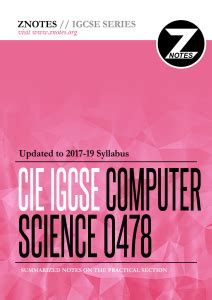IGCSE Computer Science 0478 Notes Algorithms Programming Databases