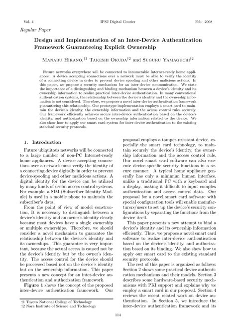 pdf design and implementation of an inter device authentication