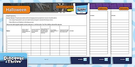 Stem Engineering Halloween Assessment Tracker 1st Class