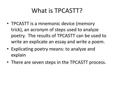 Ppt T P C A S T T Notes On Poetry Analysis Technique Powerpoint