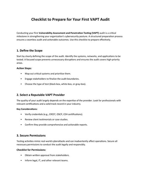 Checklist To Prepare For Your First Vapt Audit Pdf