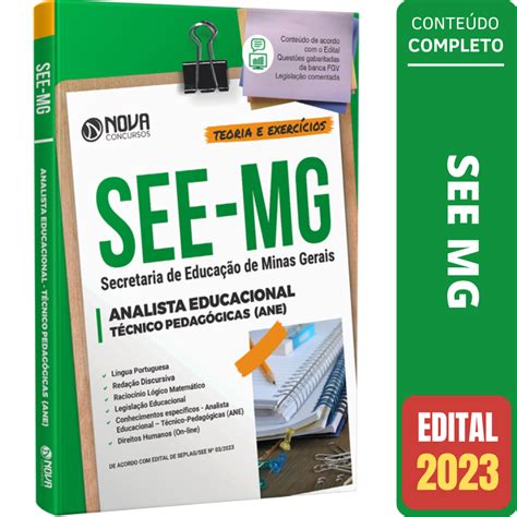 Apostila SEE MG Analista Educacional Técnicas Pedagógicas ANE Solução Concursos
