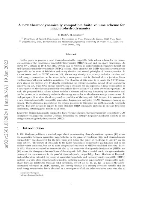 Pdf A New Thermodynamically Compatible Finite Volume Scheme For Magnetohydrodynamics