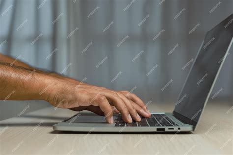 Premium Photo Hand Of Man Typing Using Laptop Businessman Working
