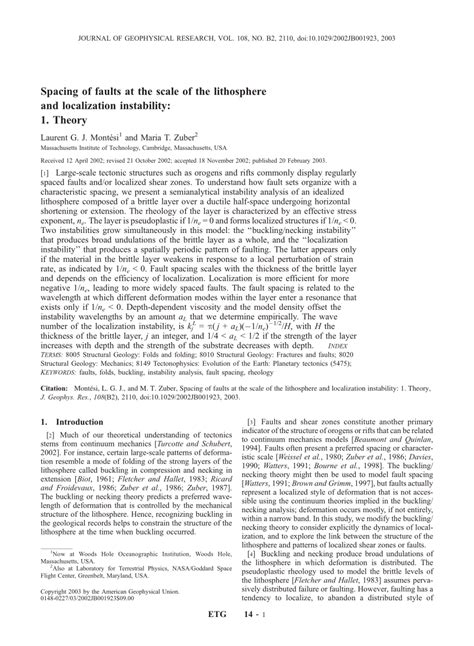 Pdf Spacing Of Faults At The Scale Of The Lithosphere And