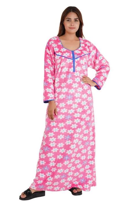 Buy NACNO Women S Woolen Winter Super Soft Kambal Nighty Maxi Nightgown Pink Online At Best