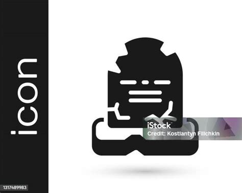 黒い墓石にripが書かれたアイコンが白い背景に分離されています墓アイコンハッピーハロウィーンパーティーベクトル アイコンのベクターアート