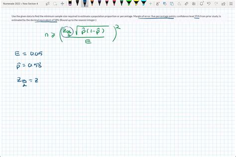 solved use the given data to find the minimum sample size required to