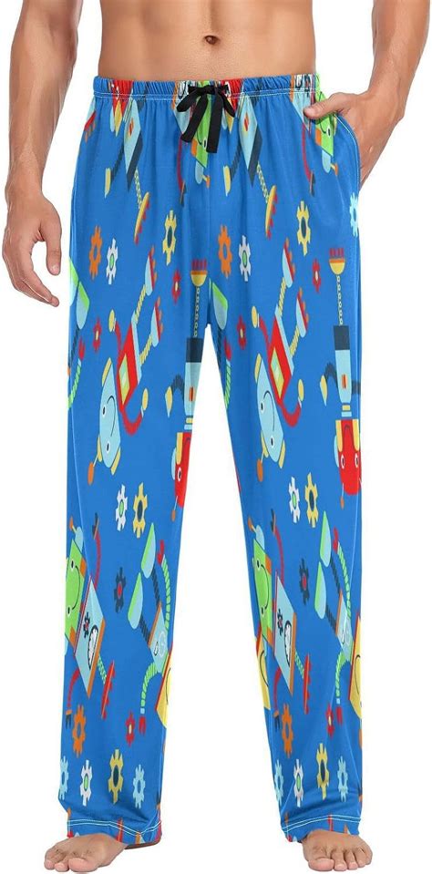 Freeamg Funny Robots Pajama Pants For Men Mens Separate Bottoms Pure