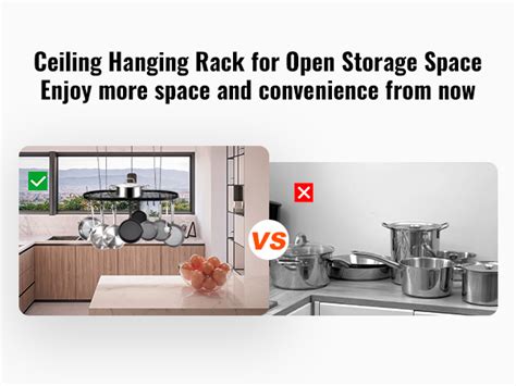 Vevor Hanging Pot Rack Ceiling Mount 36 Inch Ceiling Pot Rack With 20 S Hooks Vevor Au