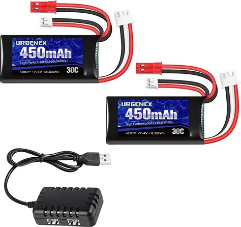 Urgenex 7 4v Lipo 2s 30c 450mah Rechargeable Lipo With Jst