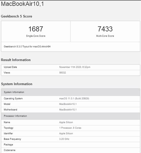 Apple M Powered Macbook Air Dwarfs The Core I Macbook Pro In Geekbench Gizmochina