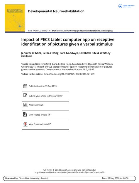 Pdf Impact Of Pecs Tablet Computer App On Receptive Identification Of Pictures Given A Verbal