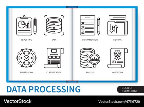 Data Processing Infographics Linear Icons Vector Image