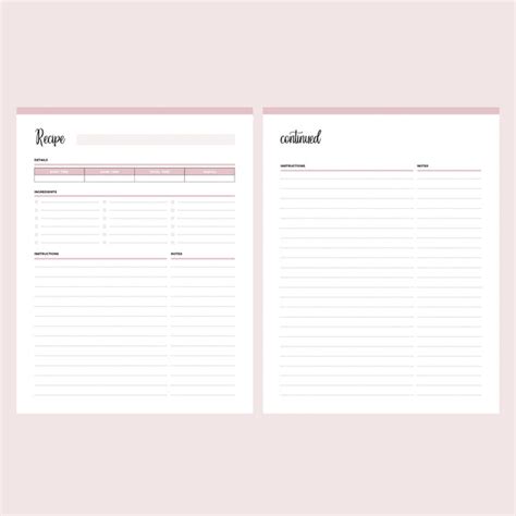 Printable Blank Recipe Template Instant Download Pdf A4 And Us Letter