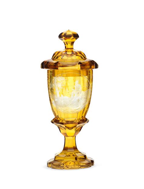 Bonhams A Bohemian Amber Stained Goblet And Cover Circa 1850 60