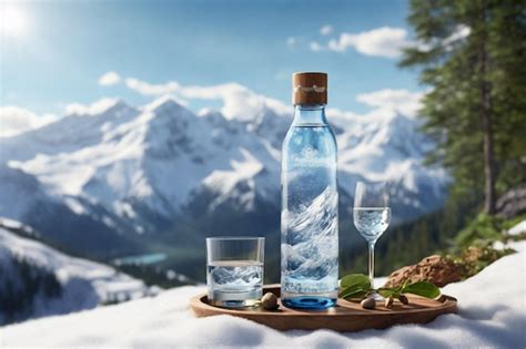 A Bottle Of Water And Two Glasses Of Water Premium Ai Generated Image