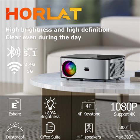 HORLAT Android 4K LED Projector 700ANSI Full HD 1080P Video Home