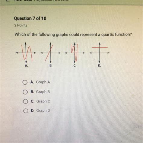FREE Which Of The Following Graphs Could Represent A Quartic Function