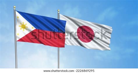 「フィリピンの国旗と日本旗 青い空の背景に3dレンダリング」のイラスト素材 2226869295 Shutterstock