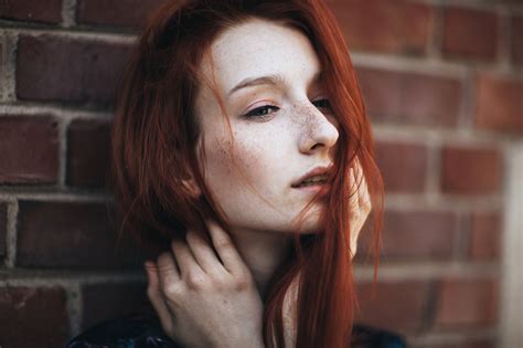 Face Women Redhead Model Portrait Black Background Long Hair Red