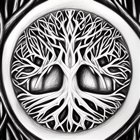 Norse Tree Of Life Hyper Realistic Pencil Drawing Creative Fabrica