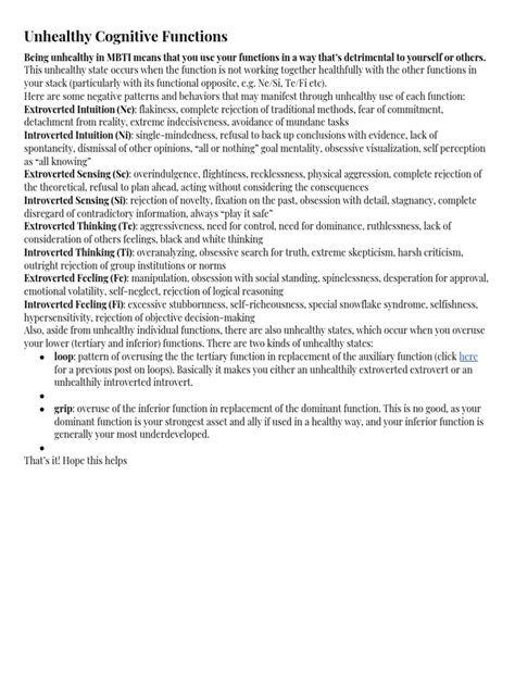 unhealthy cognitive functions pdf extraversion and introversion